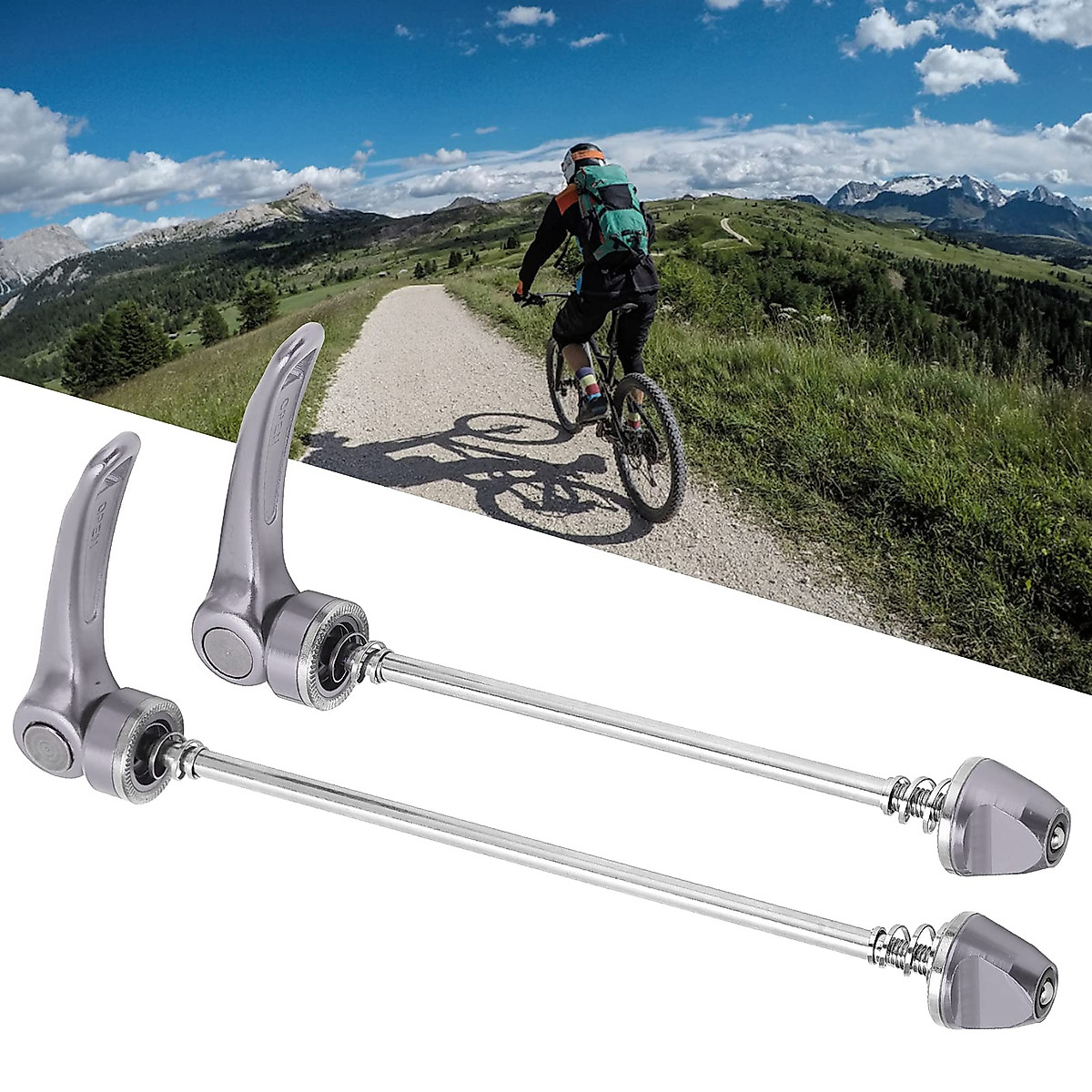 SUNGOOYUE Hub Quick Release Skewer Lever, 1 Pair Aluminum Alloy Bike Axle Quick Release Skewer Levers Front 100mm Rear 135mm Quick Release Axle Skewers for Road Bike