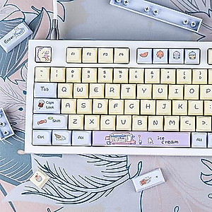 JOLINTAL 133 Keys Kawaii Keycaps Sets, PBT XDA Profile Keycaps, Dye-Sub Low Profile Keycaps 65 Percent Keycaps, Cute Cream PBT Keycaps Cherry MX Switch Keycaps for Mechanical Gaming Keyboard