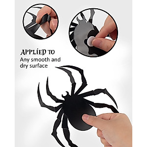 Coogam 60 PCS Halloween 3D Spiders Decoration, Scary Realistic Black Spider Sticker DIY Windows Wall Decal for Home Decor Bathroom Indoor Hallowmas Party Supplies