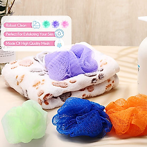 72 Pack Bath Loofah Bulk Sponge Mesh Shower Ball Mini Loofah Travel Size Body Scrubber Exfoliator Shower Bath Pouf Assorted Colors for Kids Women Men Wash Bathroom