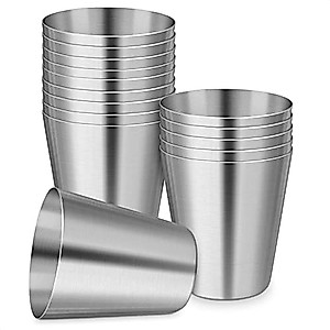 Set of 15pcs Stainless Steel Shot Glasses Drinking Vessel - 30 ml (1oz) Outdoor Camping Travel Coffee Tea Cup, Silver Cup - Unbreakable Metal Shooters for Whiskey Tequila Liquor Great Barware Gift