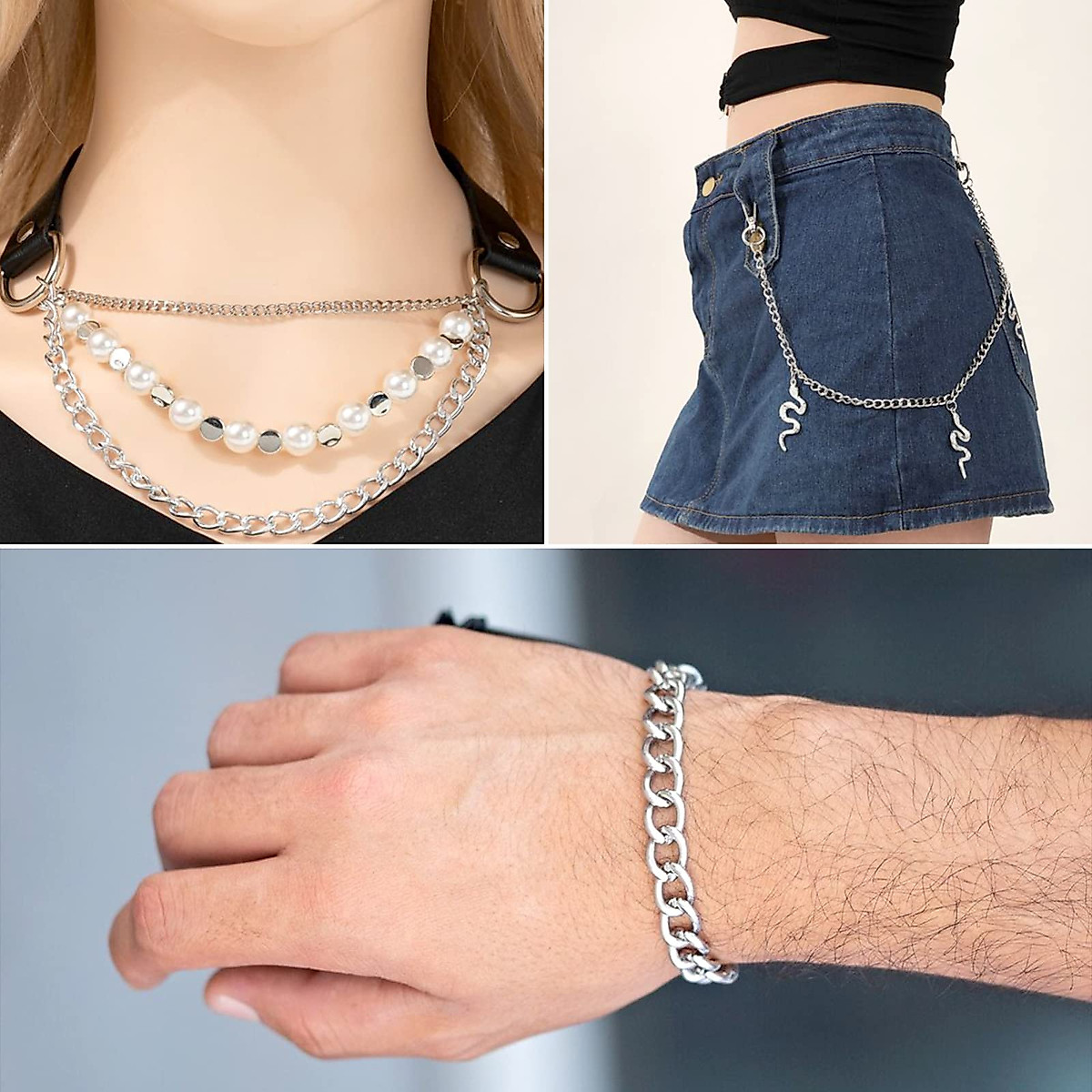 Pandahall 5M/5Yard Aluminum Curb Chain Link Silver Color Twisted Cross Necklace Finding Chains with Spool for Jewelry Making DIY Crafts Findings Supplies 10x6.5x1.8mm