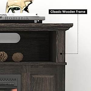 48" Fireplace TV Stand for up to 55" TV, Entertainment Center with 28" Fireplace, Media Console Cabinets Adjustable Shelves, Retro Traditional Style for Living Room