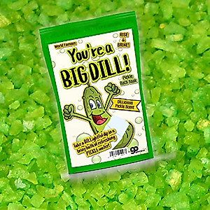 Big Dill Pickle Bath Soak - Fresh Dill Pickle Scent Bath Salts for Kids - Weird Spa Gift for Pickle Lovers, Funny Christmas Stocking Stuffers, Unisex Grab Bags, Easter Gift Baskets