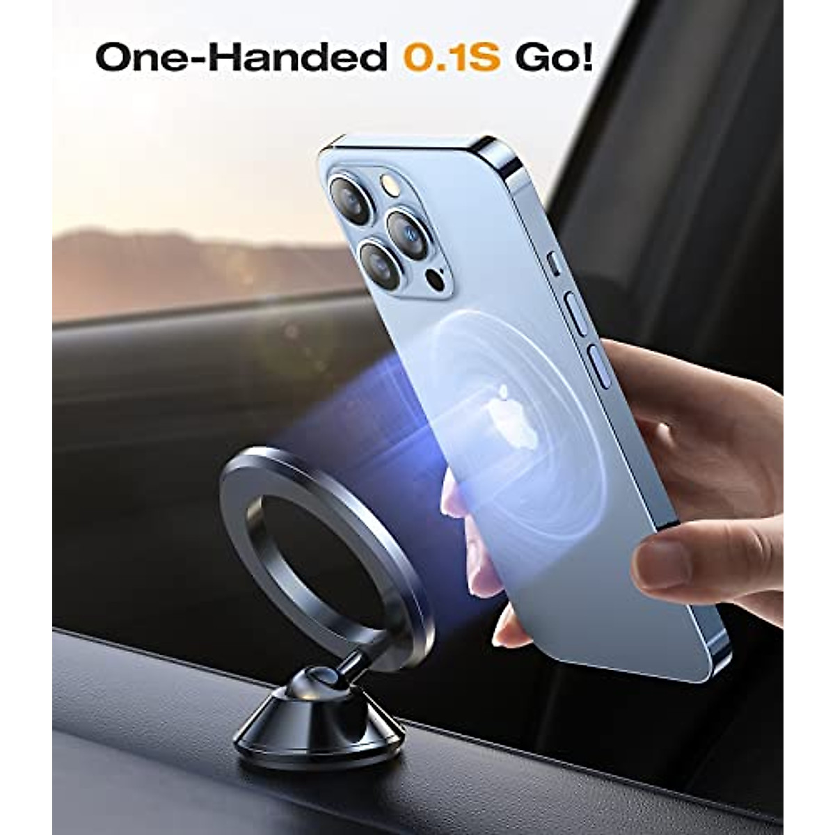 VICSEED for MagSafe Car Mount [20 Strongest Magnets] Magnetic Phone Holder for Car Dash [Not Drop 3M Adhesive] All-Metal Phone Mount for Car Dashboard Fit All Mobile iPhone 14 13 12 Pro Max Plus etc.