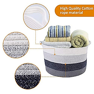 SAILARY Cotton Rope Woven Basket XX Large Size 20"x20"x13.5"- For Home Decoration, Baby Nursery Bins & Boxes Storage, Laundry and Organization Basket