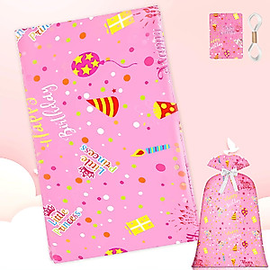 Extra Large Gift Bag for Girl Birthday Gift Bag Jumbo Gift Bag,Bday Pink Gift Bag Giant Gift Bag Plastic Oversized Gift Bag Huge Gift Wrap Bag Birthday Bag Wrapping Bag for Large Gift(48inch 1Pack)