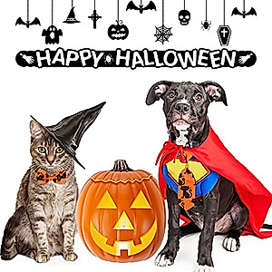 30 Pieces Fall Halloween Pet Tie Set Pumpkin Maple Leaf Dog Neckties Thanksgiving Turkey Cat Dog Bow Tie with Adjustable Collar for Pets Dogs Cats Fall Thanksgiving Halloween Party Supplies