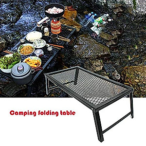 DOUBAO Portable Outdoor Foldable Fishing Table Camping Outdoor Table Collapsible People Iron Picnic Table Net for Family Barbecue