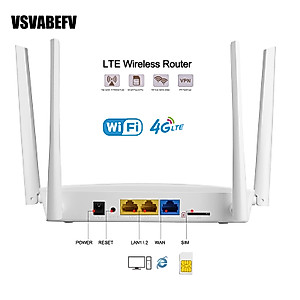 4G LTE Wireless Router with SIM Card Slot 300Mbps Unlocked Wireless Mobile WiFi Hotspot Routers with Antennas for B2/B4/B5/B12/B13/B17/B18/B25, Sim Card Router Support T-Mobile AT&T