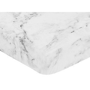 Sweet Jojo Designs Grey, Black and White Baby or Toddler Fitted Crib Sheet for Marble Collection
