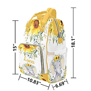 Cute Elephant Sunflower Diaper Bags with Name Waterproof Mummy Backpack Nappy Nursing Baby Bags Gifts Tote Bag for Women