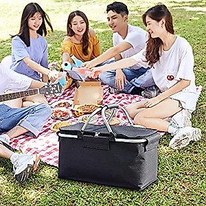 Yuyanbaibei Insulated Lunch Bag for Men and Women,(16.5 X 9 X 9") Lunch Box Water-resistant and Reusable, Insulated Lunch Box Soft Cooler Cooling Tote, for Lunch, Beach, and Picnic(light gray)
