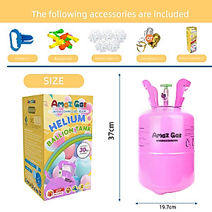 AmazGas 7L Helium Tank With 7.5 cu.ft 99.99% Pure Helium Gas - Graduation, Birthdays, Weddings, and More - Float Time 5-8 Hours Includes 30 count 10 inch Latex Balloons, Pink (1 box)