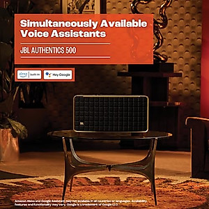 JBL Authentics 500 - Retro Style Home Speaker with Bluetooth, Voice Control, and Dolby Atmos, Multi Room Playback, Built in Alexa and Google Assistant, Automatic self tuning