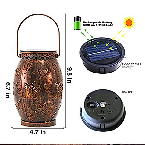 2 Pack Solar Lanterns Butterfly Hanging Solar Outdoor Lights Solar Powered Patio Lights Decorative for Garden Yard Table Women Gifts
