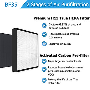 Vegege Replacement Filter, Compatible with A-len BreatheSmart Classic BF35 Air Purifier for Large Room, 2-in-1 H13 True HEPA, 1 Pack
