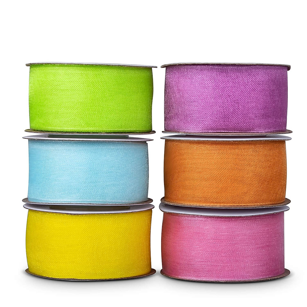 SOFIRE 6 Spools Sheer Chiffon Organza Ribbon - 1 Inch Wide 60 Yards for Crafts, Gift Wrapping, Summer