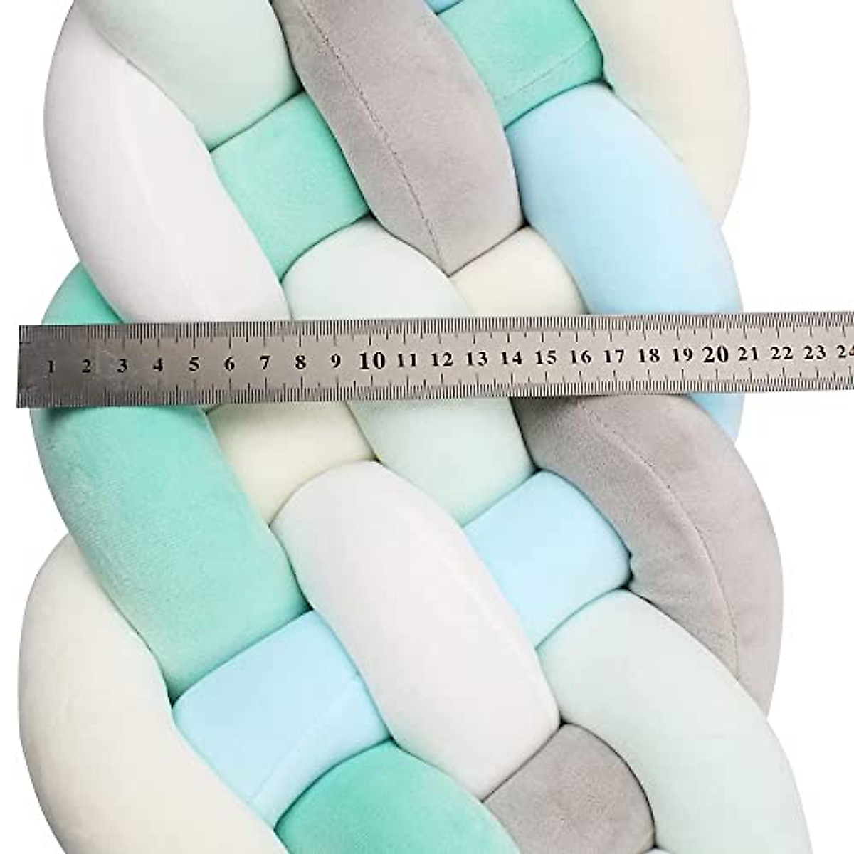 KOGITI 6 Strand Round Cushion Soft Knot Throw Pillow Handmade Braided Knit Plush Pillow Decor for Couch Sofa Bed (Pink White, 118 Inch)