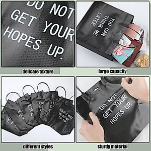 12 Pcs Funny Black Gift Bags Set with Handles Glossy Reusable Gift Bags Tote Bags Non Woven Grocery Shopping Cloth Bag for Christmas Birthday Wedding Party Anniversary, Medium Size 9.8 x 9 x 3.9 Inch
