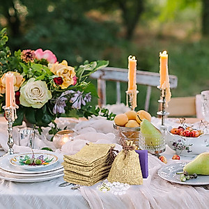 LYSXP 50PCS Burlap Bags with Drawstring，3x4 Inch Drawstring Gift Bag Jewelry Pouches for Wedding Party Favors, DIY Craft, Christmas,Presents (Coffee, 3x4Inch)