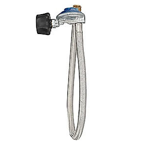 IGT Gas Regulator | 2 feet Stainless Steel Braided Hose Propane Regulator (70000 BTU) for Barbecue Grill, Camping Stove, Patio Heater, Fish Cooker & Other Small Gas Appliances, 2 ft, QCC-1, LPG, Blue