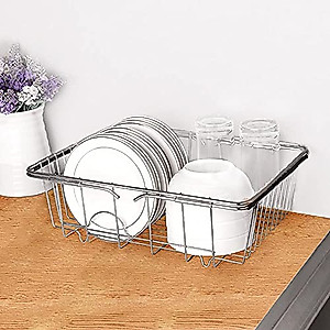 NDYKWL 3-in-1 Dish Drying Rack, Dish Drainer in Sink, Dish Rack Over The Sink or On Counter , Rustproof, Easy to Clean, Save Counter Space for Kitchen
