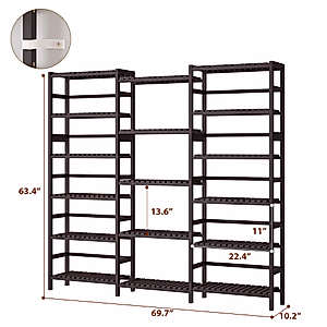 FOTOSOK Triple Wide 6-Tier Bookshelf and Bookcase,Large Freestanding Book Shelf with 17 Open Display Shelves, Tall Bookshelf Plant Flower Shelf Rack Storage Organizer Unit for Living Room, Dark Brown