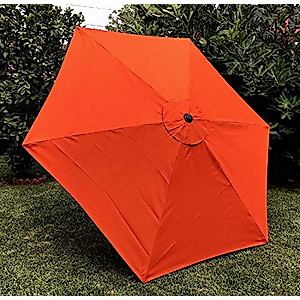 BELLRINO DECOR 7.5 ft 6 Ribs Replacement STRONG & THICK Umbrella Canopy for (Canopy Only) - ORANGE