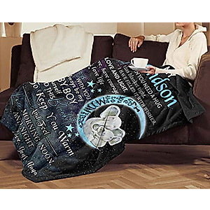VTH GLOBAL Personalized Custom Grandpa Grandma Name to My Grandson Birthday Christmas Fleece Sherpa Blanket Bed Throw Graduation Grandfather Papa Grandmother Mimi Nana Sign Tapestry (Elephant Theme)
