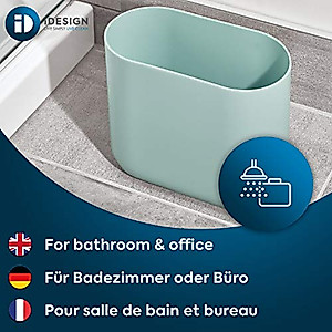 iDesign Cade Oval Slim Trash, Compact Waste Basket Garbage Can for Bathroom, Bedroom, Home Office, Dorm, College-Matte Soft Aqua