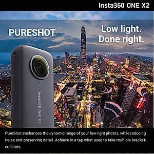 Insta360 ONE X2 360 Camera with Touchscreen - 5.7K30 360 Video, Front Steady Cam Mode, 18MP 360 Photo + InstaPano | Bundle Includes Bullet Time Kit & 128GB Memory Card (3 Items)