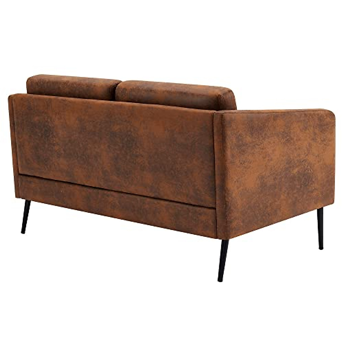 Loveseat Sofa Couch,Hot Stamping Cloth 2-Seater Surrounding Sofa Chair with 2 Waist Pillows for Reading (Brown)