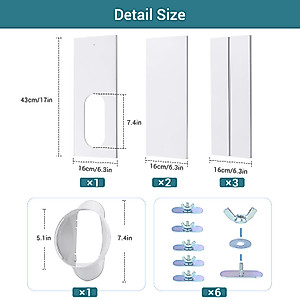 Brosyda Portable Air Conditioner Window Vent Kit with 5.1" AC Exhaust Hose & Coupler, Adjustable Portable AC Window Vent Kit, Upgraded Seamless Window Panel Kit for Sliding Windows