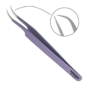 Eyelash Extension Tweezers Surgical Stainless Steel with Metallic Purple Powder Coating (Curved Tip).