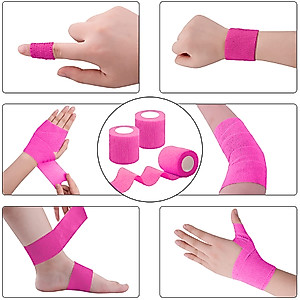 BQTQ 30 Rolls Self Adhesive Bandage Wrap Pink Adhesive Wrap 2 inch Self Adherent Wrap Stretch Bandages Self Stick Bandage Wrap Tape for Wrist Ankle Swelling Sprains (Neon Pink)