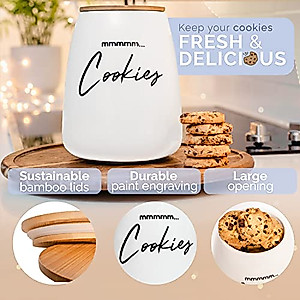 FIFTH FORK Cute and Fun Cookie Jars for Kitchen Counter - Unique and Large Ceramic Cookie Storage Containers - Perfect for Kitchen Counter & Gift Giving