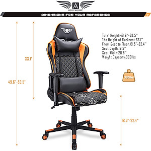Acethrone Gaming Chair High Back Computer Chair Soft PU leather office Desk Chair Racing Executive Ergonomic Adjustable Swivel Task Chair Reclining with Headrest and Lumbar Support for Adults (Orange)