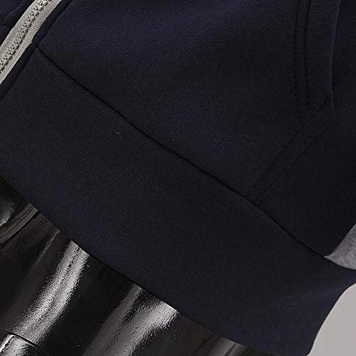 Mens Zipper Hooded Sweatshirts, Thenlian Men‘s Long Sleeve Autumn Winter Patchwork Zipper Pocket Hoodies Top Blouse(Navy, XXL)