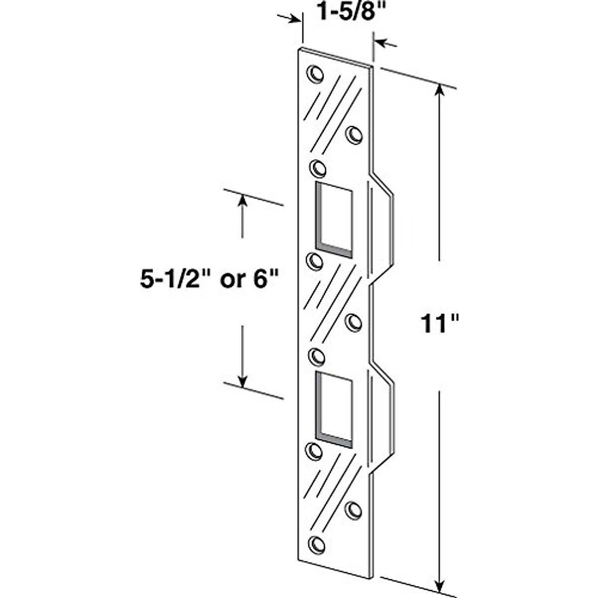 Defender Security Satin Nickel U 10827 Door Reinforcement Lock –3” Stop & U 10385 Prime Line Door Strike, for Use with 5-1/2 in and 6 in Hole Spacing's On Dead Latch and Deadbolt, Steel, Satin Nickel