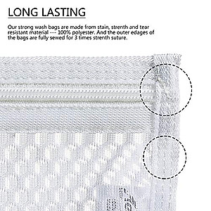 TENRAI 3 Pack (3 Large) Delicates Honeycomb Mesh Laundry Bags, Socks Fine Mesh Wash Bag for Underwear, Lingerie, Bra, Boxer, Use YKK Zipper, Have Hanger Loops (White)