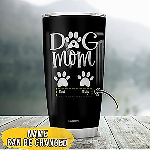Wassmin Personalized Dog Mom Tumbler Cup With Lid 20oz 30oz Cats Double Wall Vacuum Insulated Tumblers Coffee Travel Mug Birthday Christmas Mothers Day Customized Gifts Women Lover Pet Owner (2 dogs)