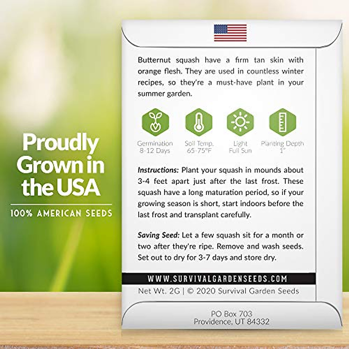 Survival Garden Seeds - Butternut Squash Seed for Planting - Packet with Instructions to Plant and Grow Winter Squash Plants in Your Home Vegetable Garden - Non-GMO Heirloom Variety - 1 Pack