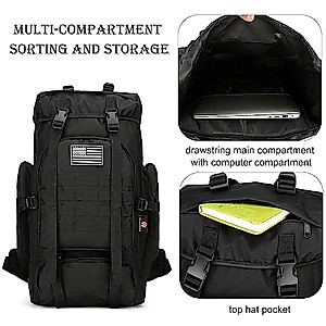W WINTMING 45L Hiking Backpack Camping Rucksack Molle Military Backpack for Outdoor Traveling (Black)