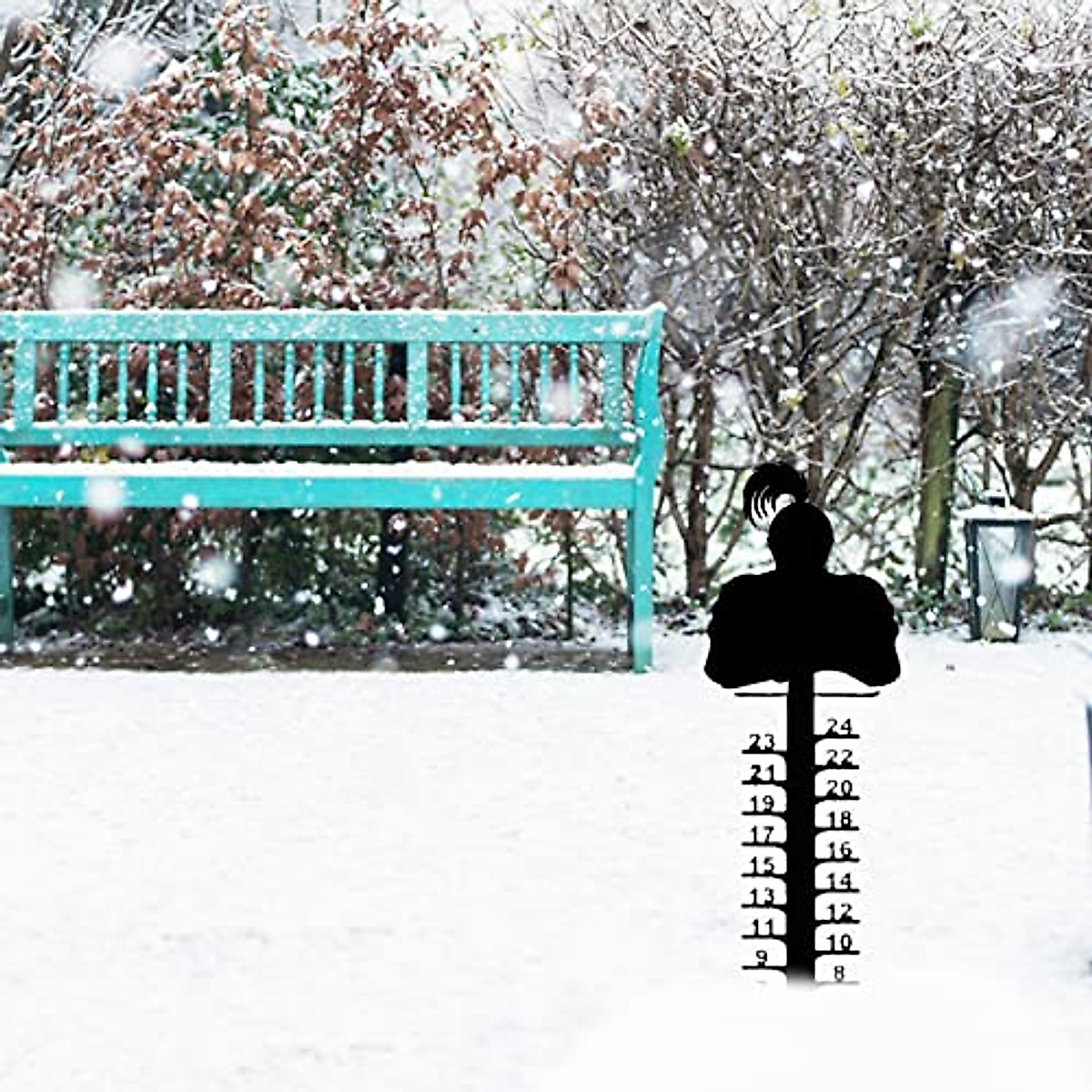 Snowflake Snow Measuring Instrument Snowmobile Snow Measuring Instrument Metal Snow Measuring Ruler Outdoor Garden Ornaments Vinyl Fence Post Bracket (Black, One Size)