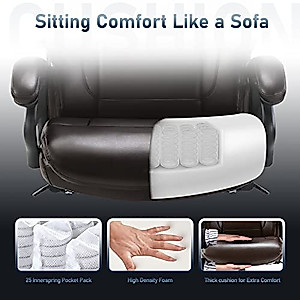 Big and Tall Office Chair 400lbs-Heavy Duty Executive Desk Chair, High Back Ergonomic Leather Computer Chair with Padded Armrests for Heavy People-Brown