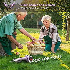 Electric Pruning Shears, Battery Powered Tree Pruner with 2 pack 2Ah Lithium Batteries, Cordless Electric Tree Pruning with Brushless Motor- 30MM (1.2 inch) Max Cutting Diameter and purple (HZTW003)