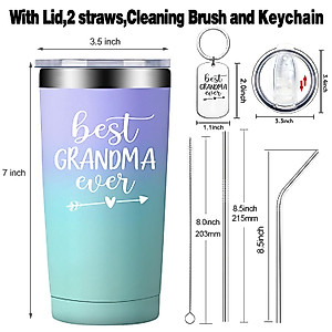 Fufandi Grandma Gifts, Best Grandma Ever - Grandma Gifts from Grandchildren - Gifts Ideas for Grandma - Mothers Day Christmas Birthday Gifts for Grandma, Grandmother, Nana - Tumbler Cup 20oz