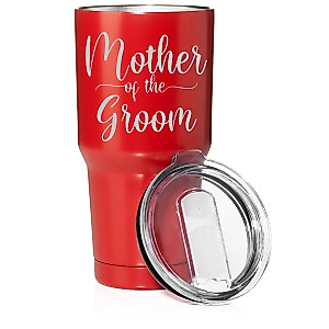 Smooth Body Tumbler Stainless Steel Vacuum Insulated Travel Mug Cup Gift Mother Of The Groom (Red, 30 oz)