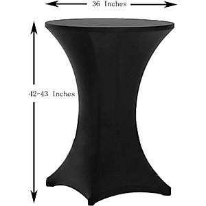 Tina's 2 Pack 36x43 Inch Highboy Spandex Cocktail Table Covers Black, Cocktail Table Spandex Covers, Fitted Stretch Cocktail Table Tablecloth for Round Tables (2PC 36X43 Black)
